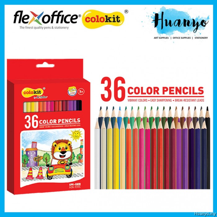 FlexOffice Colokit Colored Pencils Non-Toxic Pre-Sharpened Set of 12/24 ...