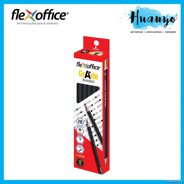 FlexOffice Wood-Cased Exam Grade 2B Pencils Pre-sharpened 12Pcs/Box (FO-GP009/2B)