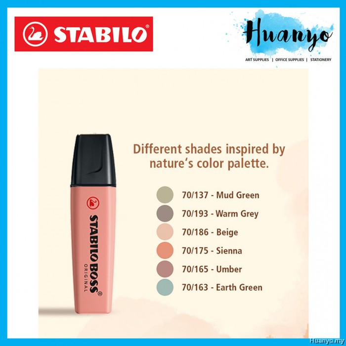 Stabilo Boss Original Nature Colors Highlighter Textliner Pen Set of 6