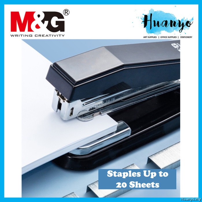 M&G Heavy Duty 360 Degree Rotatatable Stapler No 12 (Black / Blue / Grey)