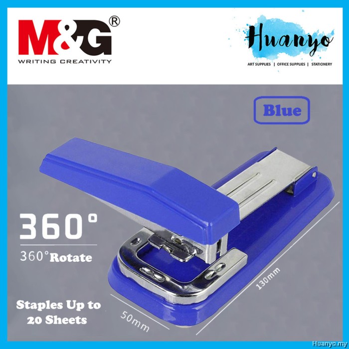 M&G Heavy Duty 360 Degree Rotatatable Stapler No 12 (Black / Blue / Grey)