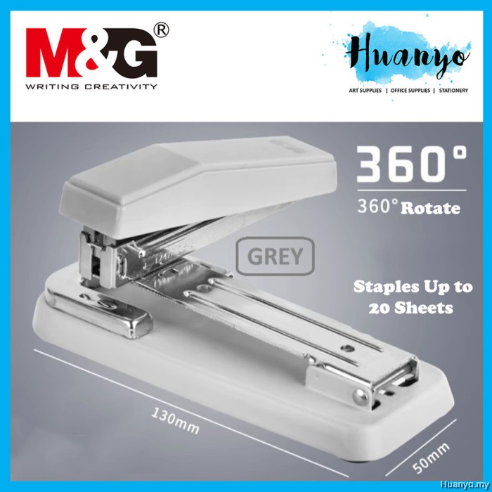 M&G Heavy Duty 360 Degree Rotatatable Stapler No 12 (Black / Blue / Grey)