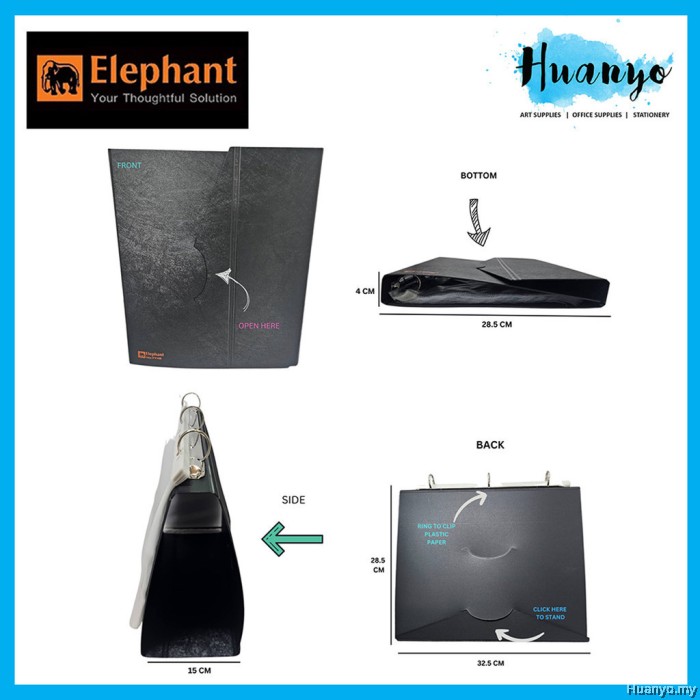 Elephant 3 Q-Ring Presentation File Binder Refillable A4 774E