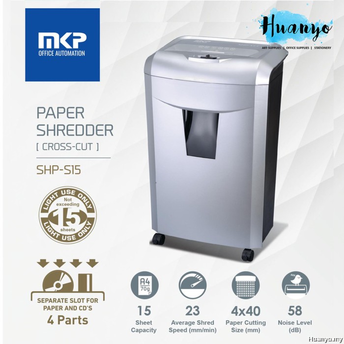 MKP SHP-S15 Paper Shredder with Wastebasket (Cross Cut, Shredder ...
