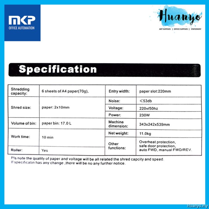 MKP SHP-M6 Paper Shredder with Wastebasket (Cross Cut, Shredder Machine ...