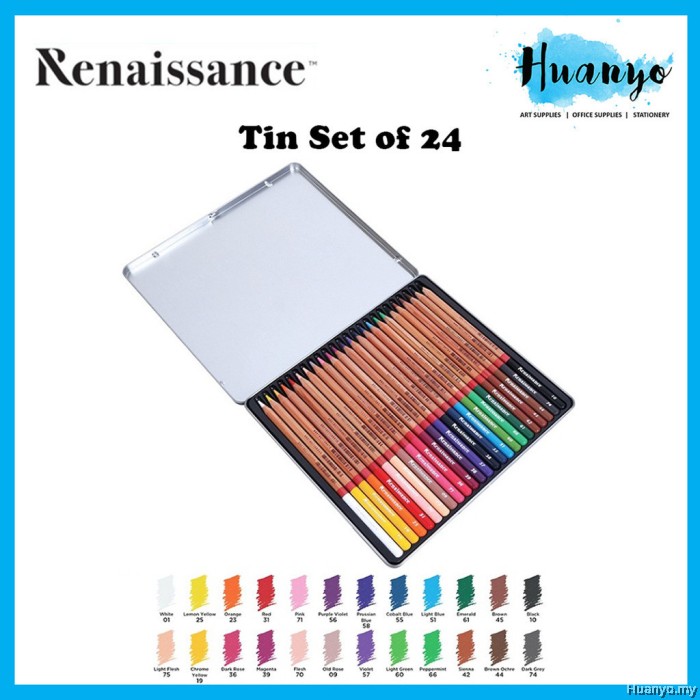 Renaissance Artists' Coloured Pencil Tin (Permanent Colour Set of 12 ...