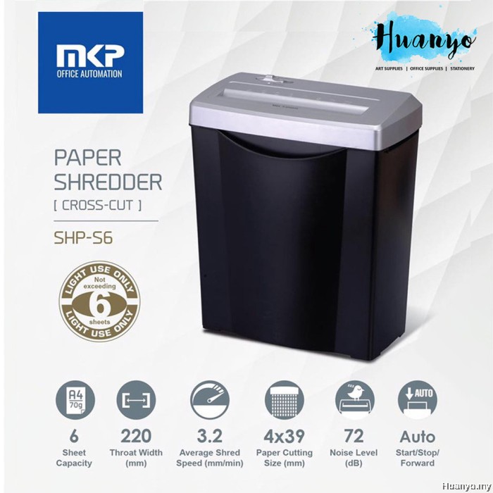 MKP SHP-S6 Paper Shredder with Wastebasket (Cross Cut, Shredder Machine ...