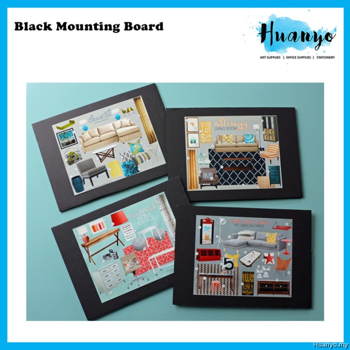 Double Sided Pure Black Mounting Board (A2+ 20 Inch X 30 Inch / 51 CM X ...