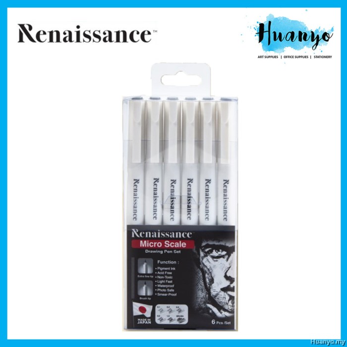 Renaissance Micro Scale Technical Drawing Sketch Pen Black Wallet Set ...