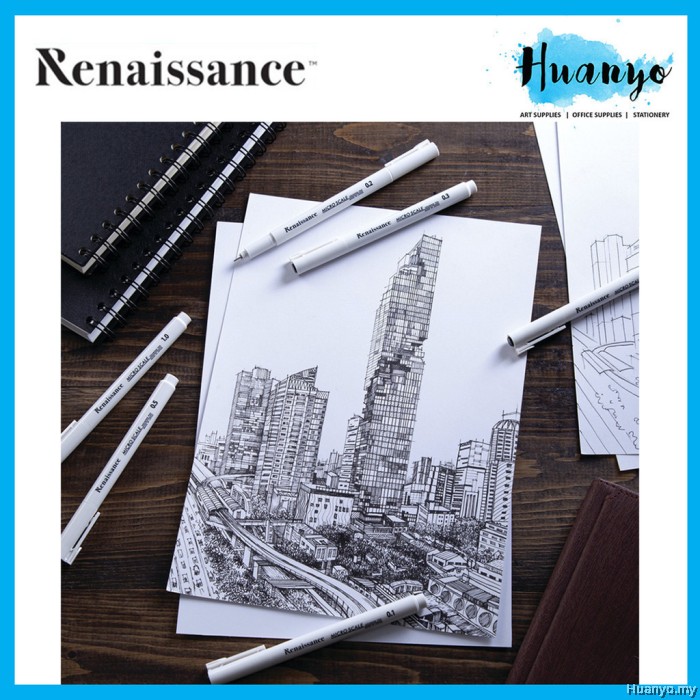 Renaissance Micro Scale Technical Drawing Sketch Pen Black Wallet Set ...