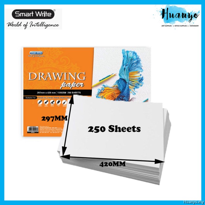 Smart Write A3 Drawing Paper White Kertas Lukisan Putih (135 / 165gsm ...