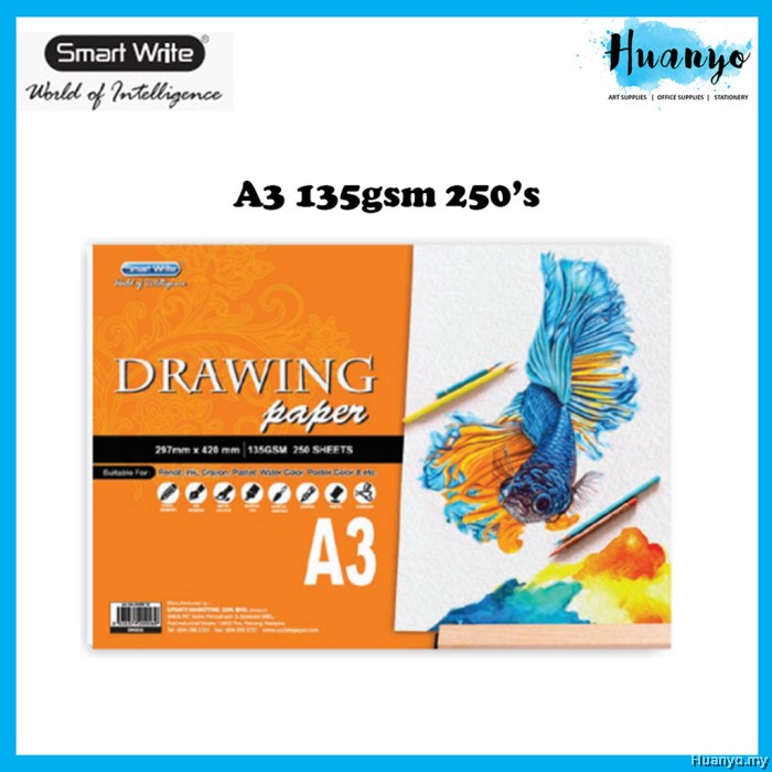 Smart Write A3 Drawing Paper White Kertas Lukisan Putih (135 / 165gsm ...