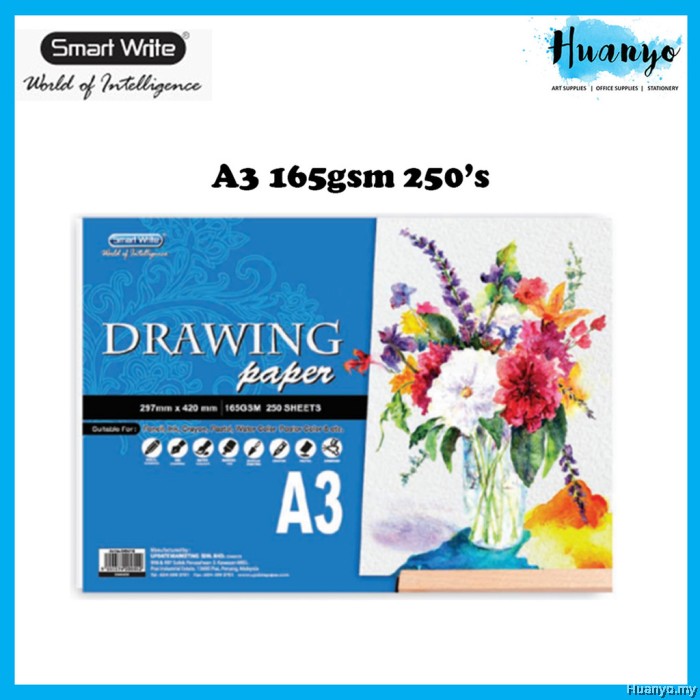 Smart Write A3 Drawing Paper White Kertas Lukisan Putih (135 / 165gsm) 250's 420mm x 297mm [1 ...