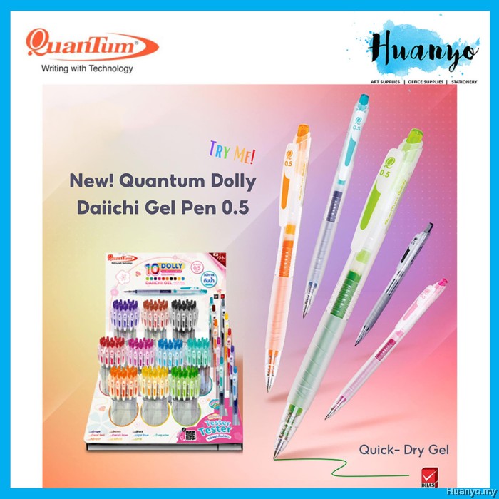 Quantum Dolly Daiichi 0.5MM Retractable Colour Gel Pen Per Pcs
