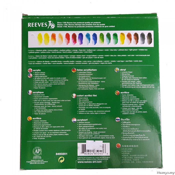 Reeves Acrylic Colour Paint Set of 18