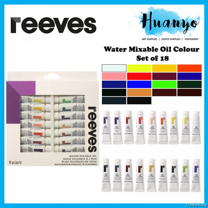 Reeves Water Mixable Oil Paint Colour (Set of 18)