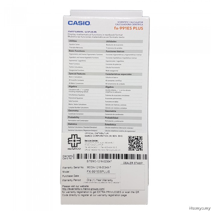 Casio Scientific Calculator FX-991ES Plus (Solar Powered)