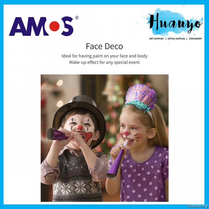 Amos Face Deco Paint Pastel Crayon (Box of 6 / 12 Colours)