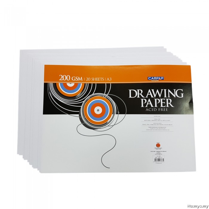 CAMPAP Drawing Paper 200GSM A3 Size (20 sheets/pack)