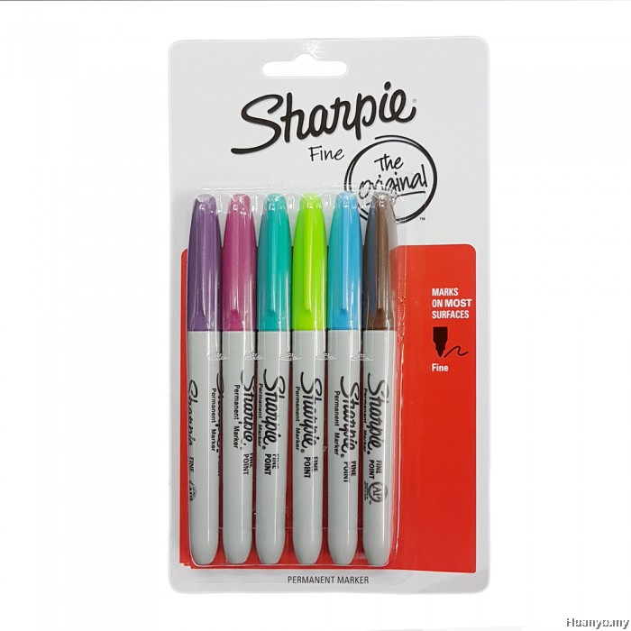 Sharpie Permanent Marker Fine (Colors of 6 - Set 2)