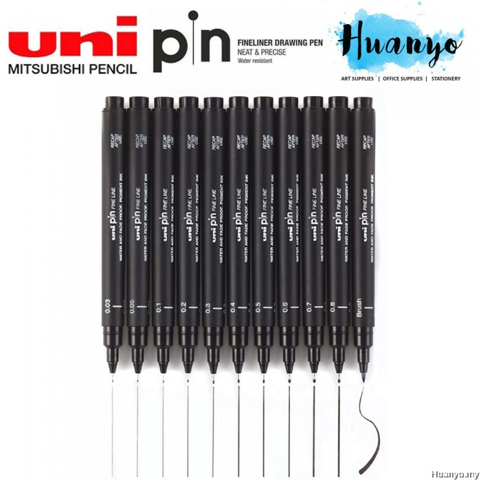 UNI PIN Technical Drawing Sketching Fineliner Pen(0.03MM-1.2MM/Brush ...
