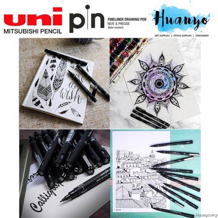 UNI PIN Technical Drawing Sketching Fineliner Pen(0.03MM-1.2MM/Brush ...