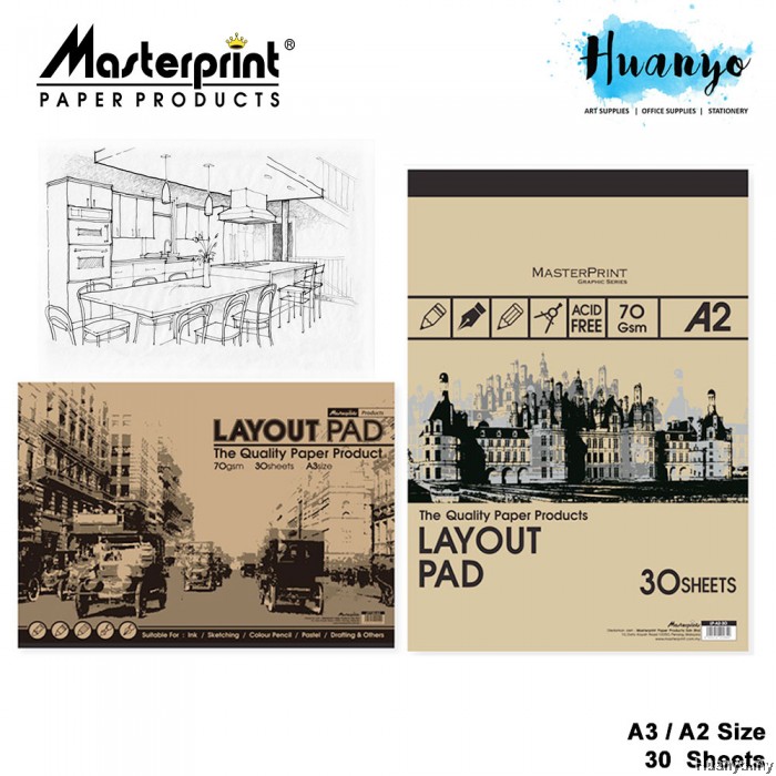 Masterprint Layout Paper Pad A3 / A2 (70gsm - 30 sheets)