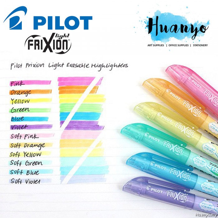 Pilot FriXion Light Soft Color Erasable Highlighter - 3 Color Set