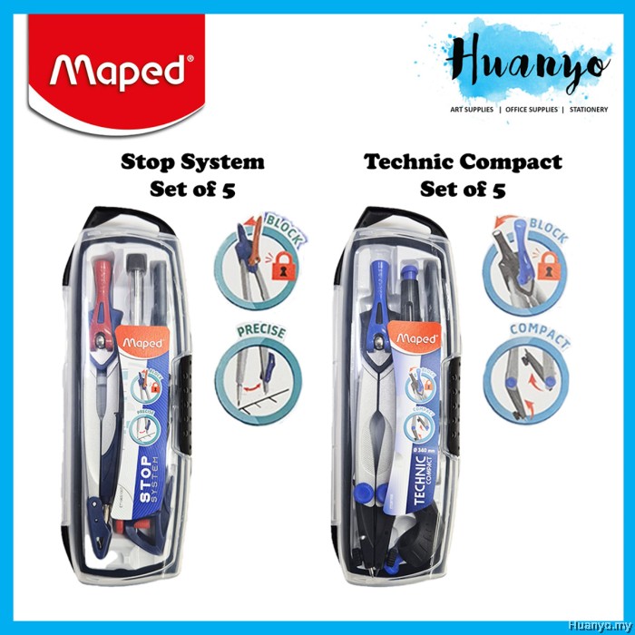 Maped Stop System / Technic Compact Geometry Compass Set of 5