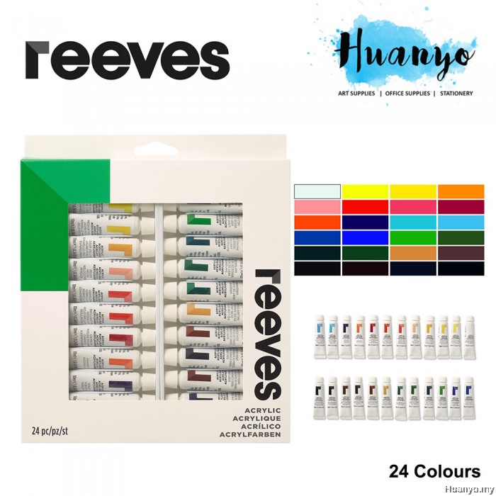 Reeves Artist Acrylic Colour Paint Set (Color of 12/ 18 / 24 , 12ML Tube)