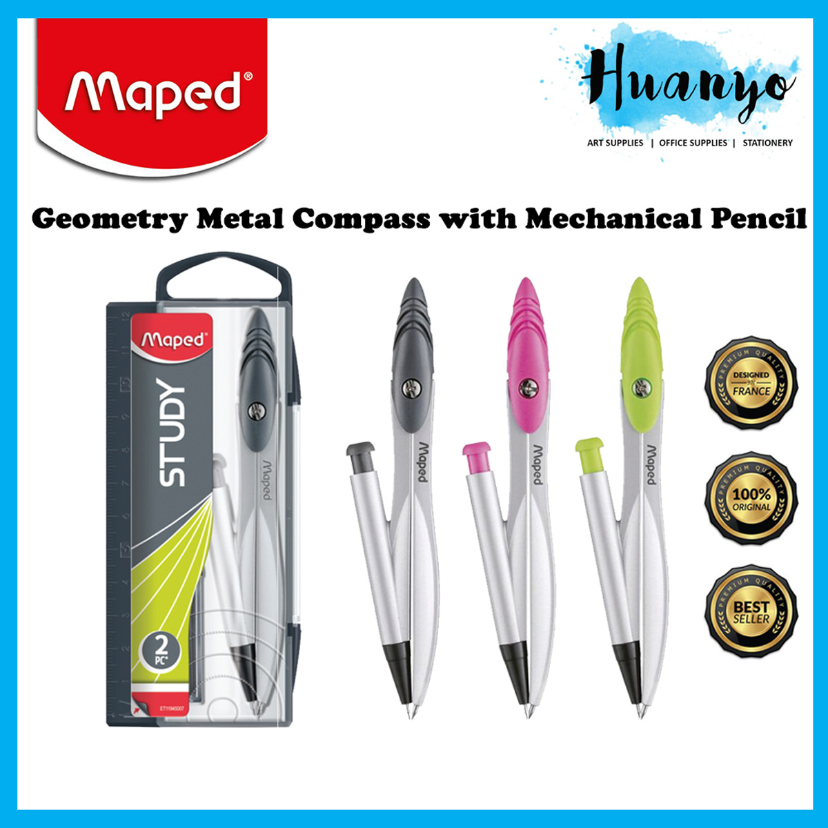 Maped Study Geometry Metal Compass with Mechanical Pencil