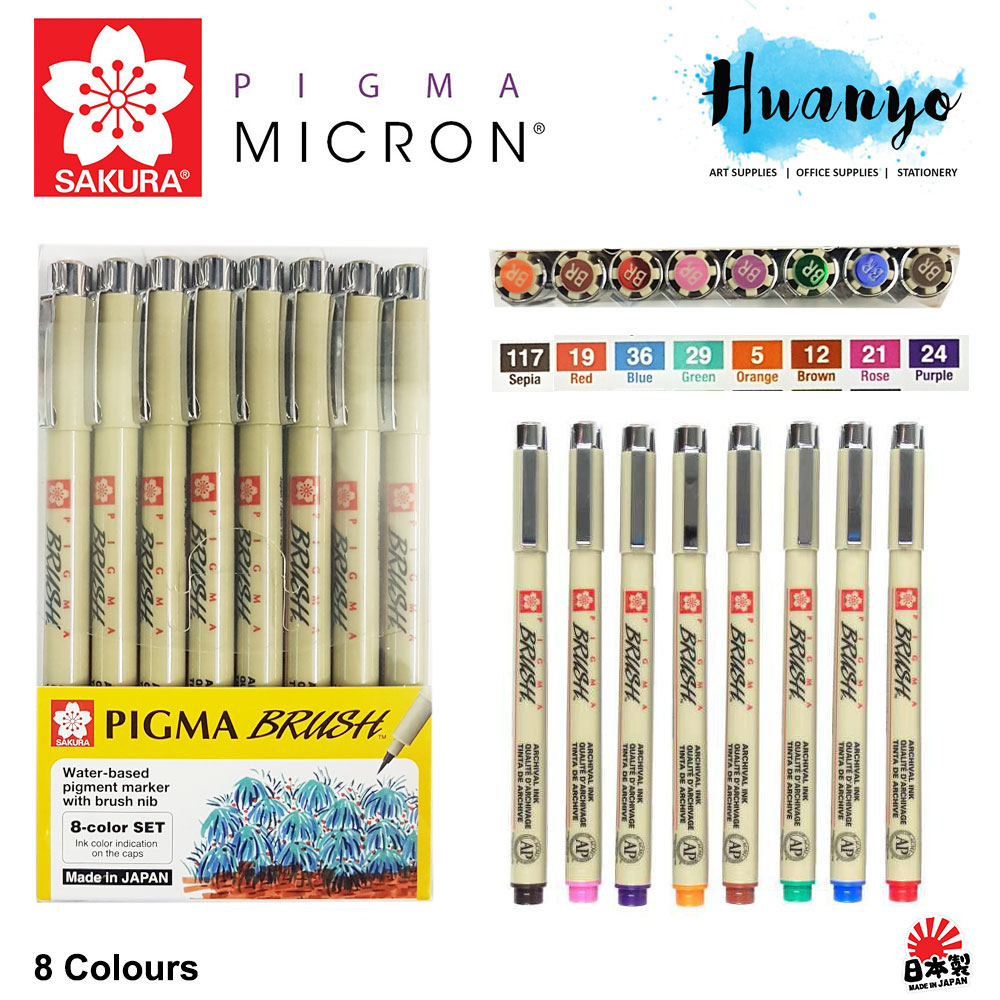 Sakura Pigma Brush Pen Set (Colours of 8)