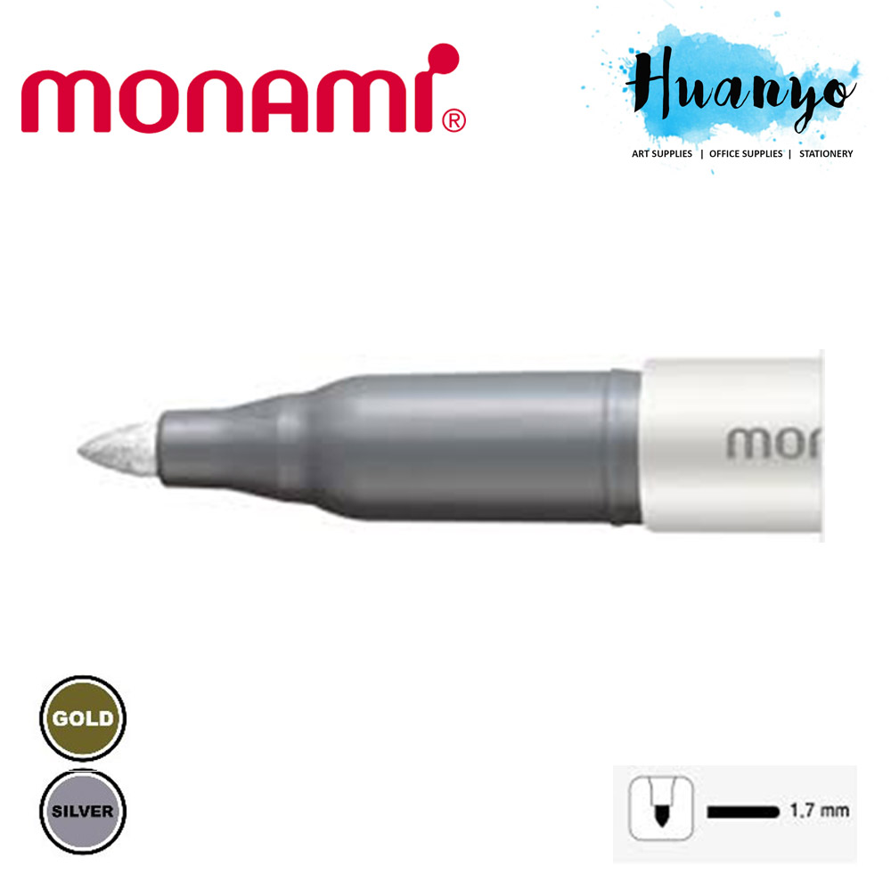 Monami Accu Liner Metallic Permanent Marker Bullet Tip (Gold, Silver)