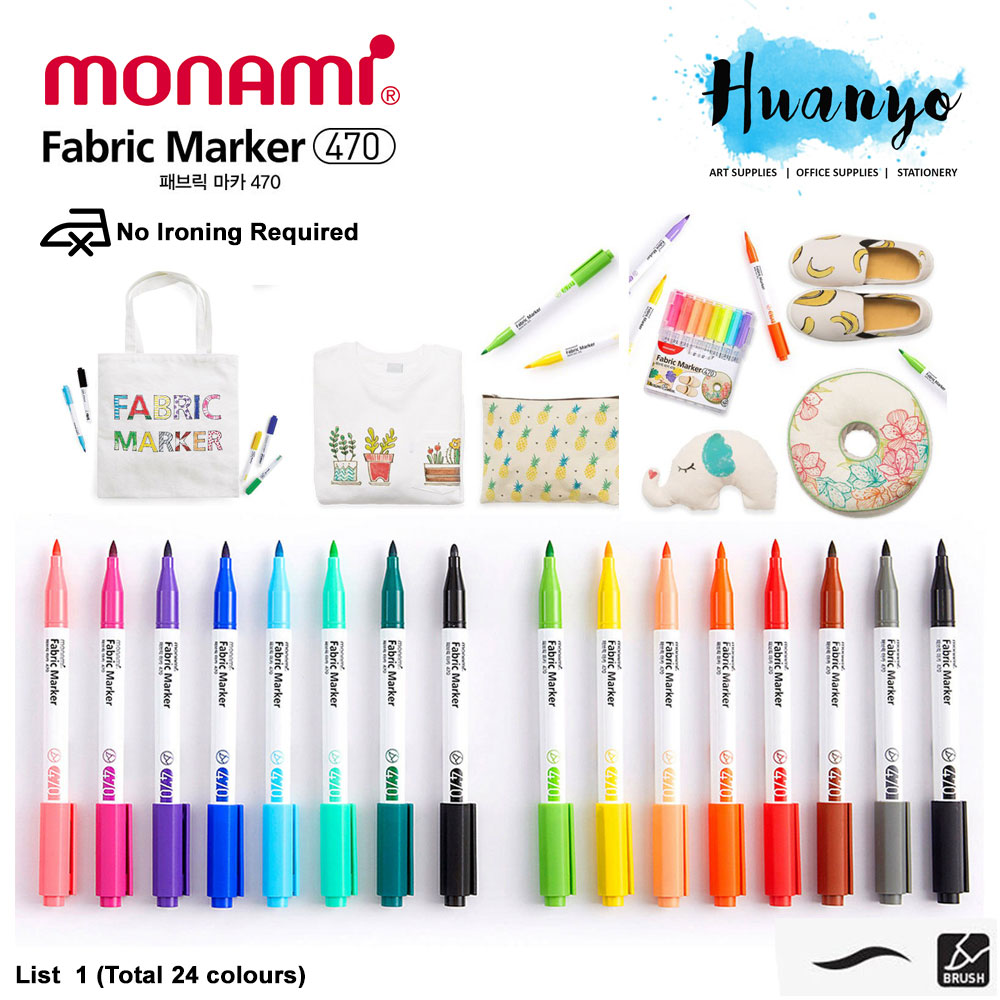Monami Fabric Brush Tip Marker Pen(Per Pcs) (No Iron Required) [List 1]