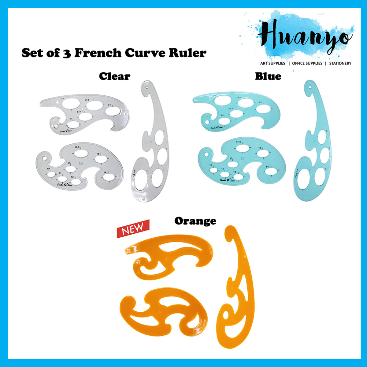 Sanko Star Clear Plastic Technical Geometry French Curve Ruler (Set of ...