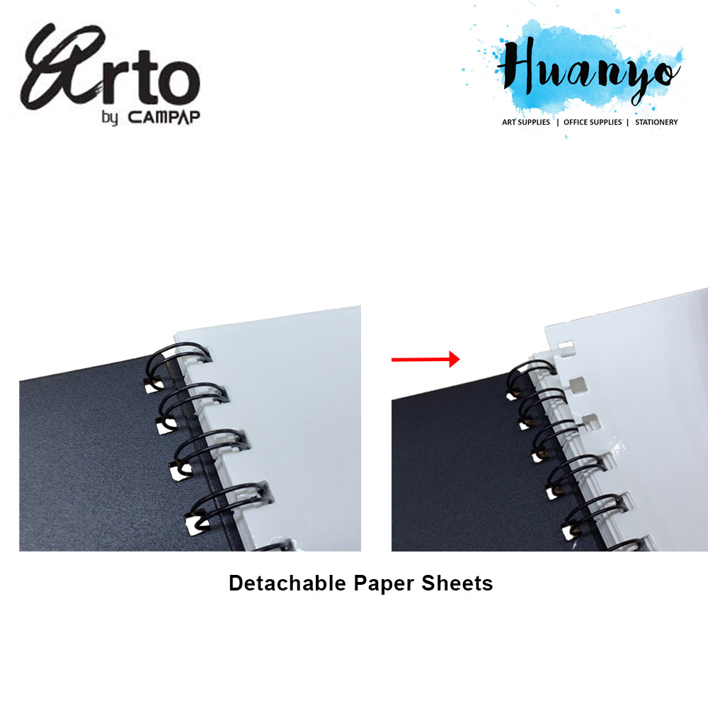 Campap Arto Wire O PP Cover / Hard Cover Detachable Sketch Book 165GSM ...