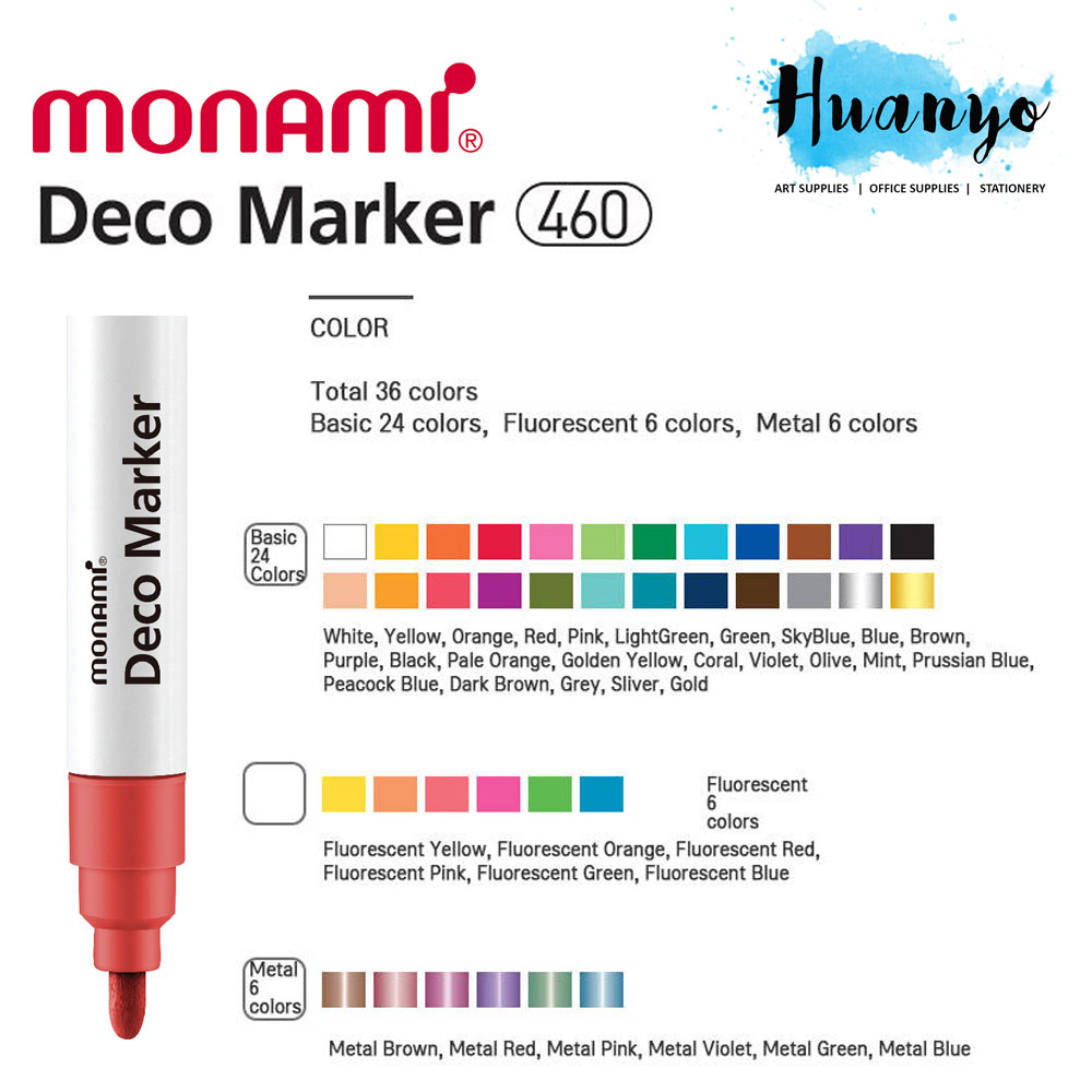 Monami Home Decoration & DIY Marker Deco Marker 460 / 463 Bullet Tip ...
