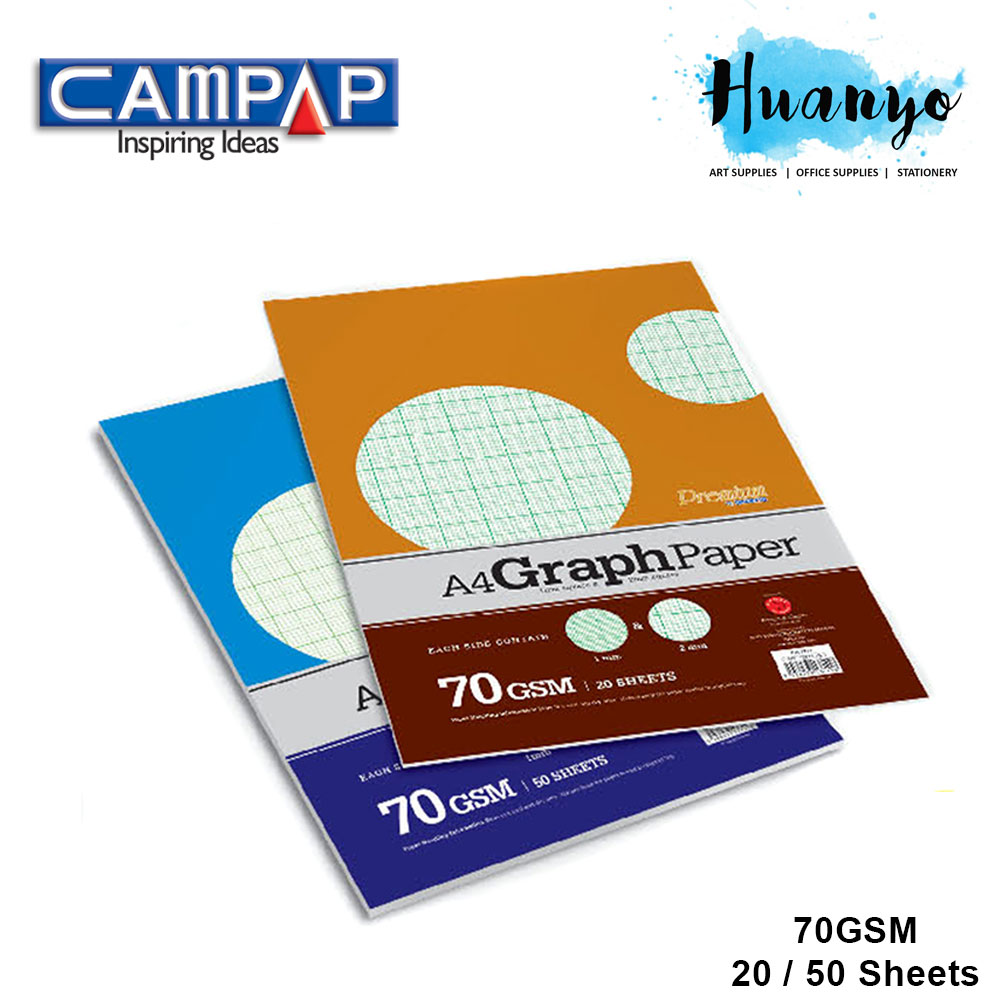 CAMPAP Premium A4 Graph Paper Pack 70gsm (1mm & 2MM Grid Square)