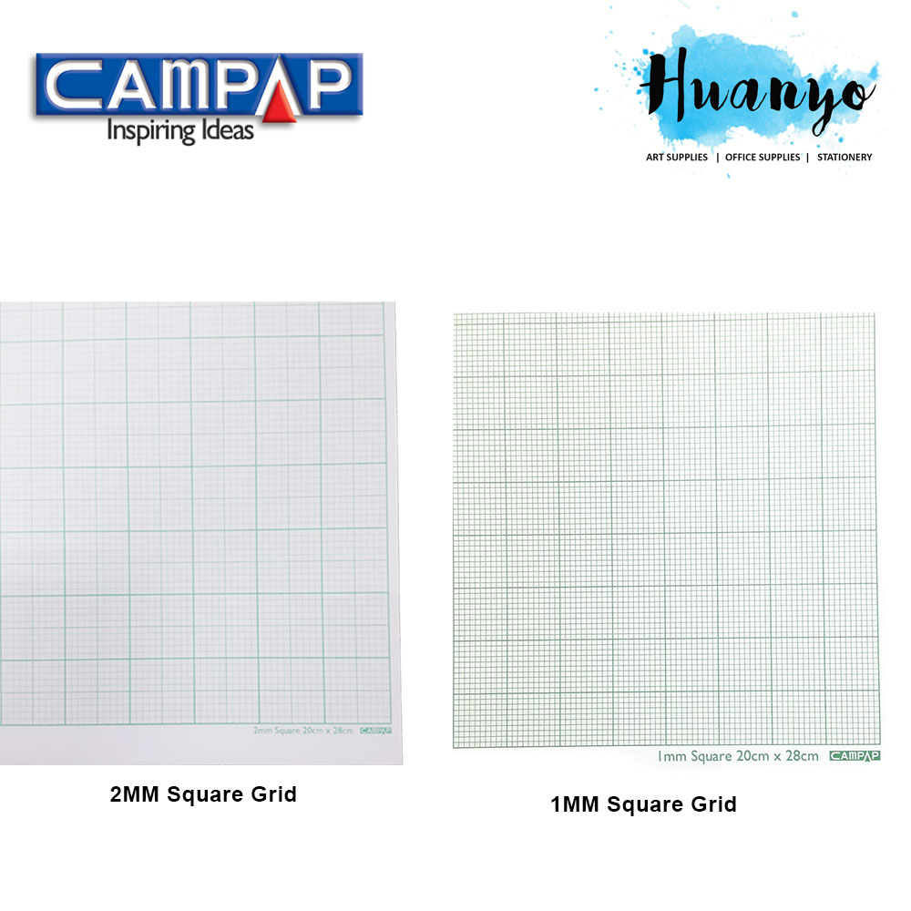 CAMPAP Premium A4 Graph Paper Pack 70gsm (1mm & 2MM Grid Square)
