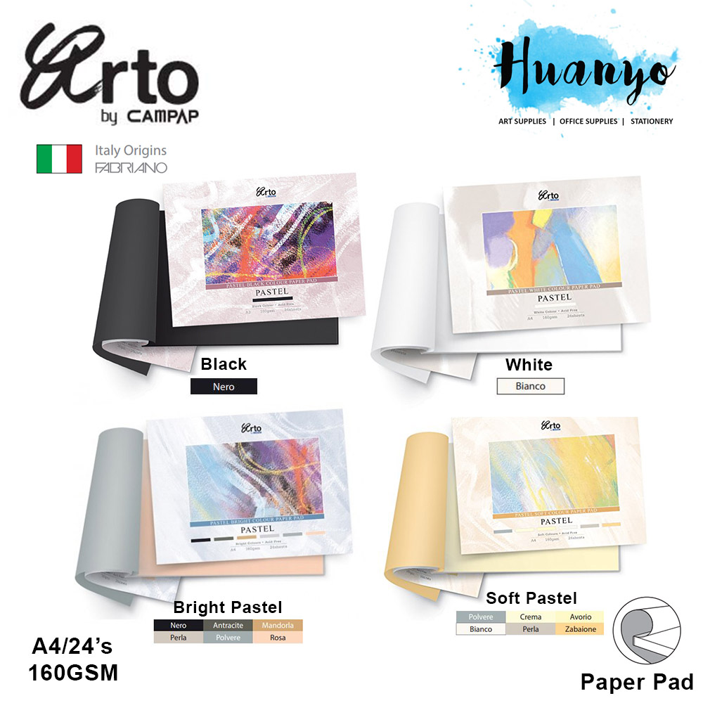 Campap Arto Fabriano Soft Pastel Colour Paper Pad A4 160GSM/24 Sheets ...