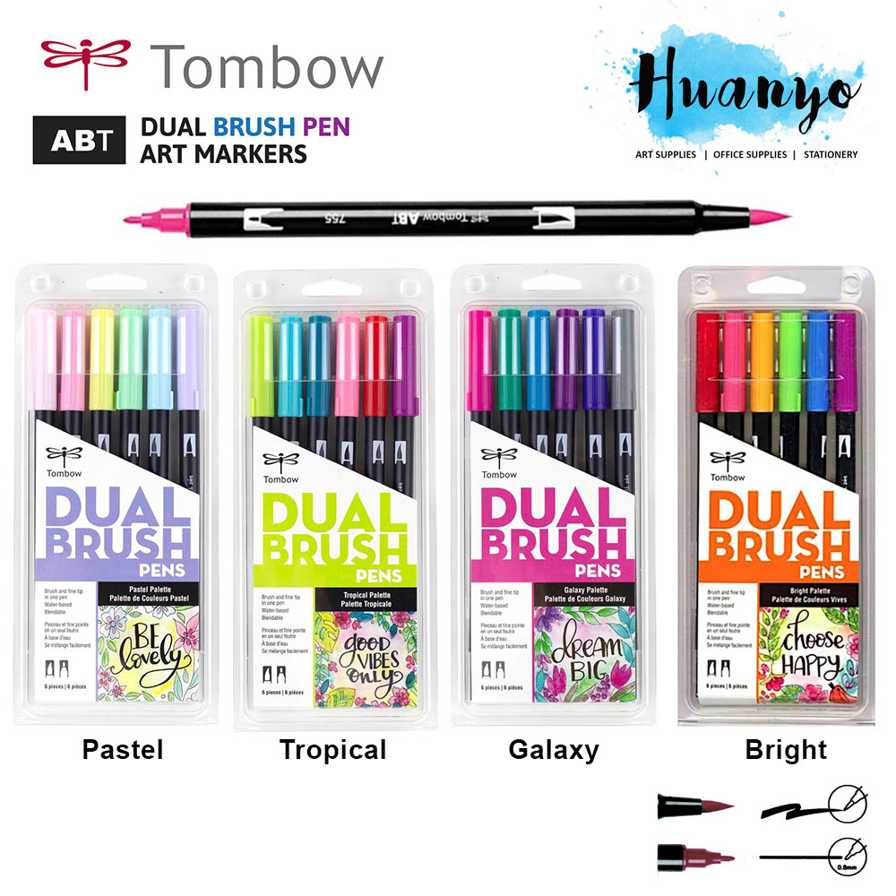 Tombow ABT Dual Tips Drawing & Calligraphy Brush Pen Pallete Colour ...