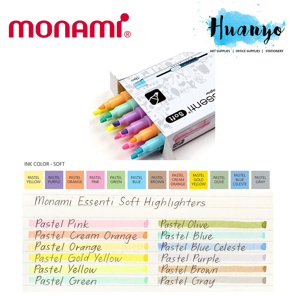 Monami Essenti Bright Flourescent & Soft Pastel Colour Slim Highlighter ...