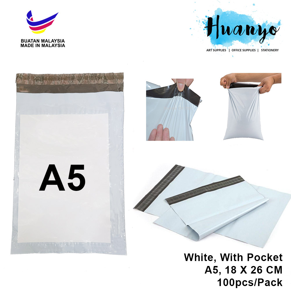 White Plastic Flyer Courier Pos Parcel Packaging Bag 100pcs/pack (A5 ...