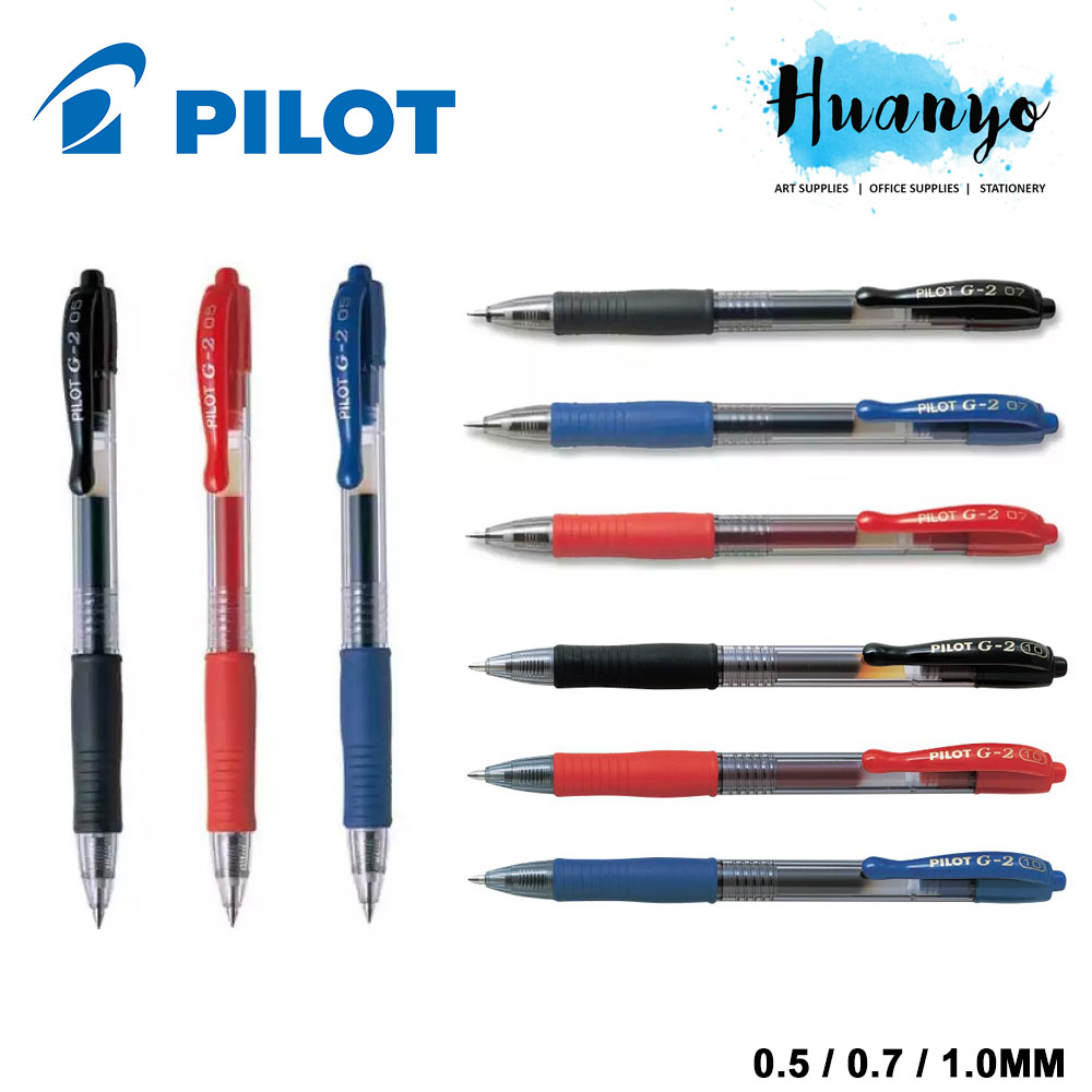 Pilot G2 Retractable Rubber Grip Gel Pen 0.5mm / 0.7mm / 1.0MM Tip (Per ...