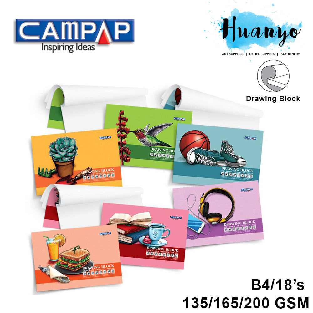 CAMPAP Premium Drawing Paper Pad Block B4 Size 18 Sheets (135GSM ...
