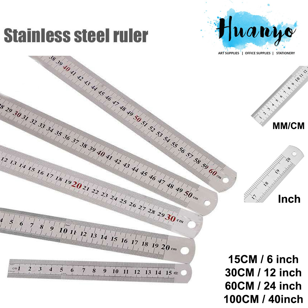 Standard Stainless Steel Metal Long Ruler With CM Inch 15cm 6 Inch