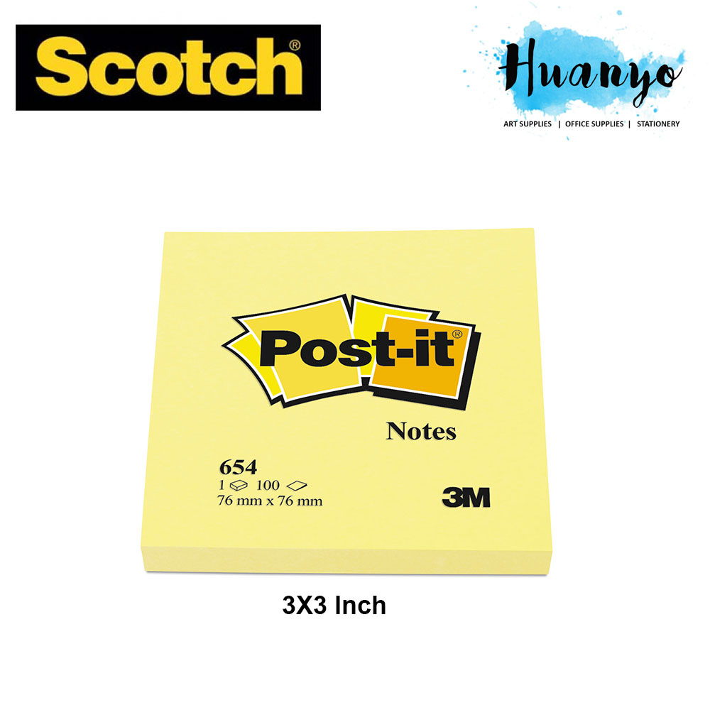 3M Scotch Post-it Yellow [Sticky Notes] (2X3 Inch/ 3X3 Inch/ 3X4 Inch)