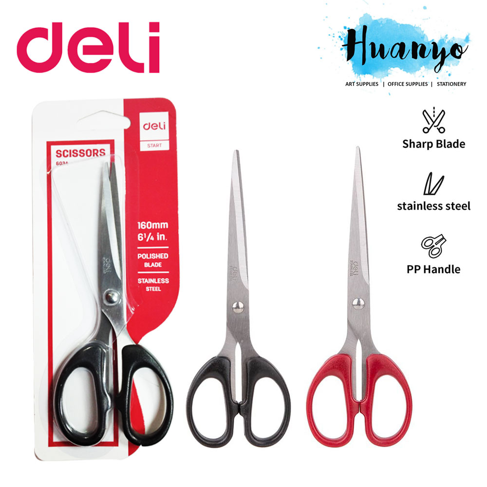 Deli Scissors 6034 160MM (Black / Red)