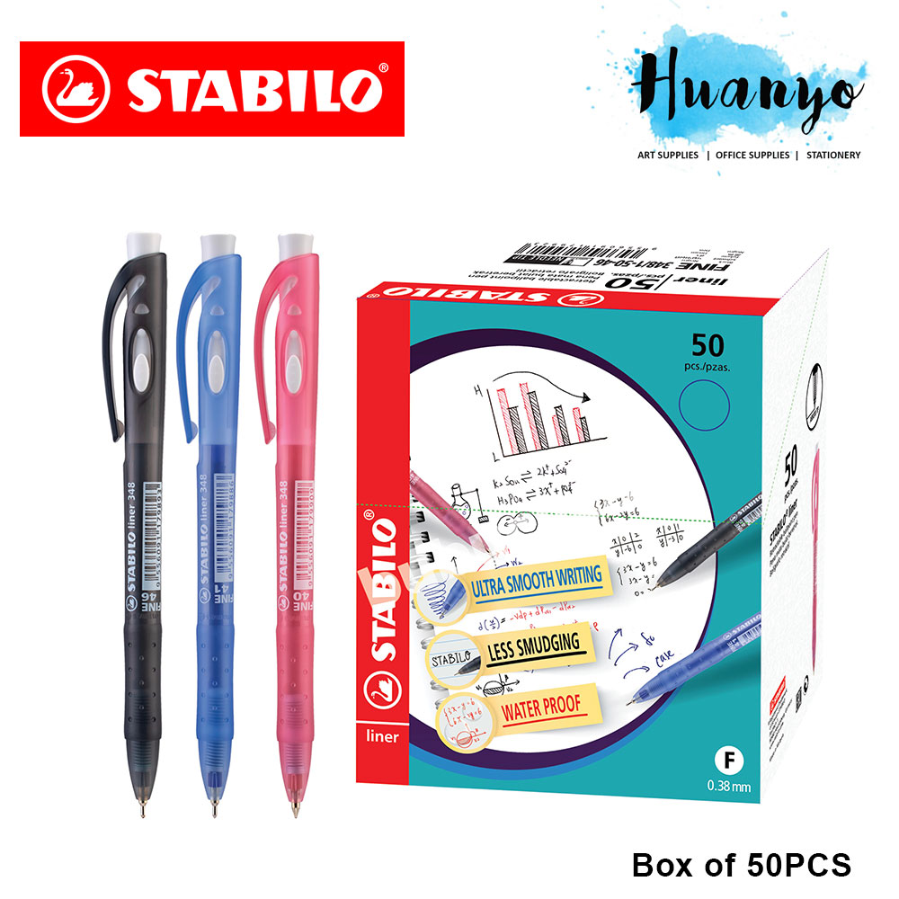 [Box of 50PCS ]Stabilo Semi Gel Retractable Ball Pen Liner 348 (Fine 0 ...
