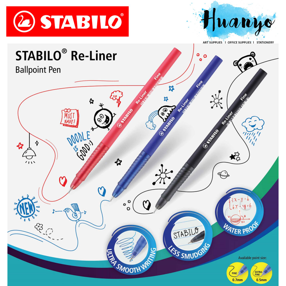 Stabilo Re-liner 868 Semi Gel Ink Ball Point Pen (Fine Tip 0.5mm/0.7mm ...